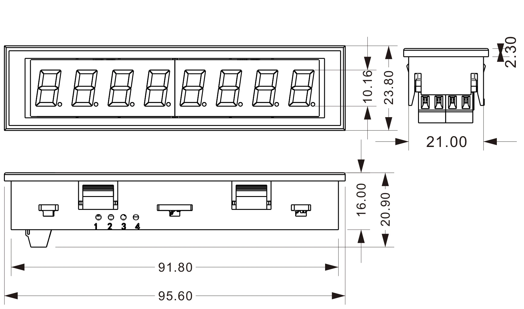 8 Digit 7 Segment Display - RS485, MODBUS, LED Screen