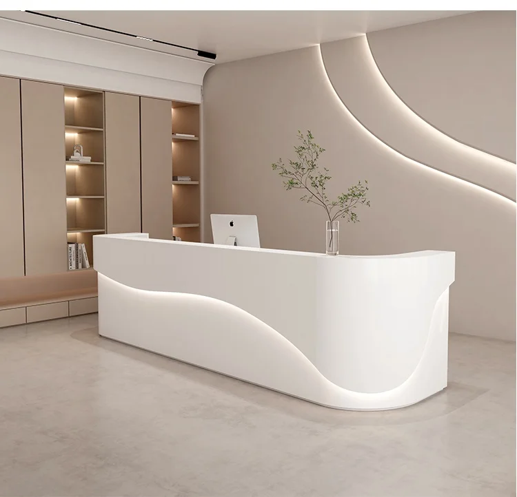 Modern Hotel Reception Desk Glossy Shining Luxury Reception Counter For ...