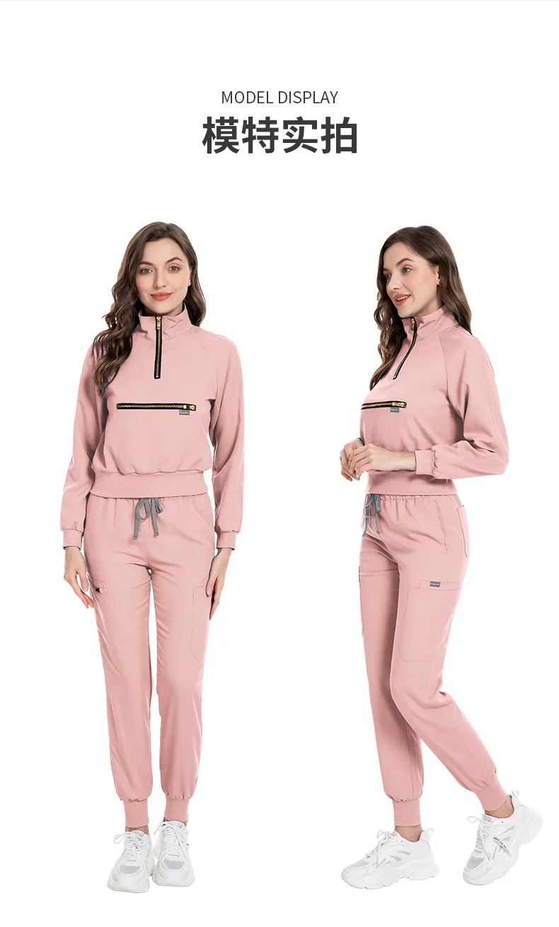 Custom Logo Zipper Girls Hospital Uniforms for Women