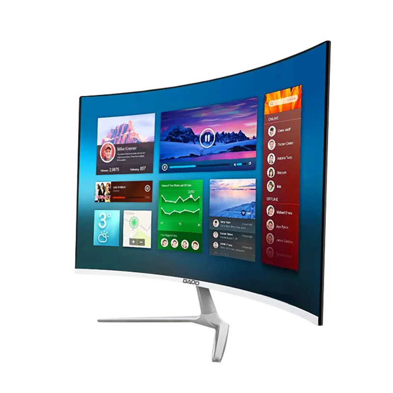 Wholesale 24" 27" Hd Display Led Qled Pc Screen Curved Or Flat Desktop ...