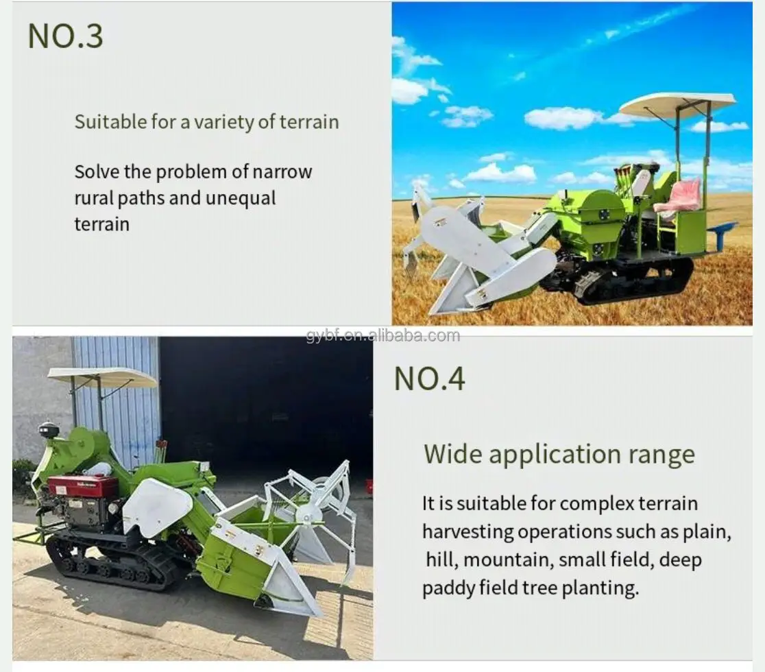 Small Plot Track Type Combine Harvester Wheat Rice Manual Grain ...
