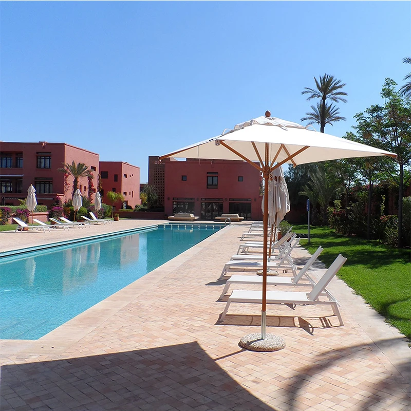 Luxury Outdoor Aluminum Wooden Color Parasol Outdoor Umbrella With ...