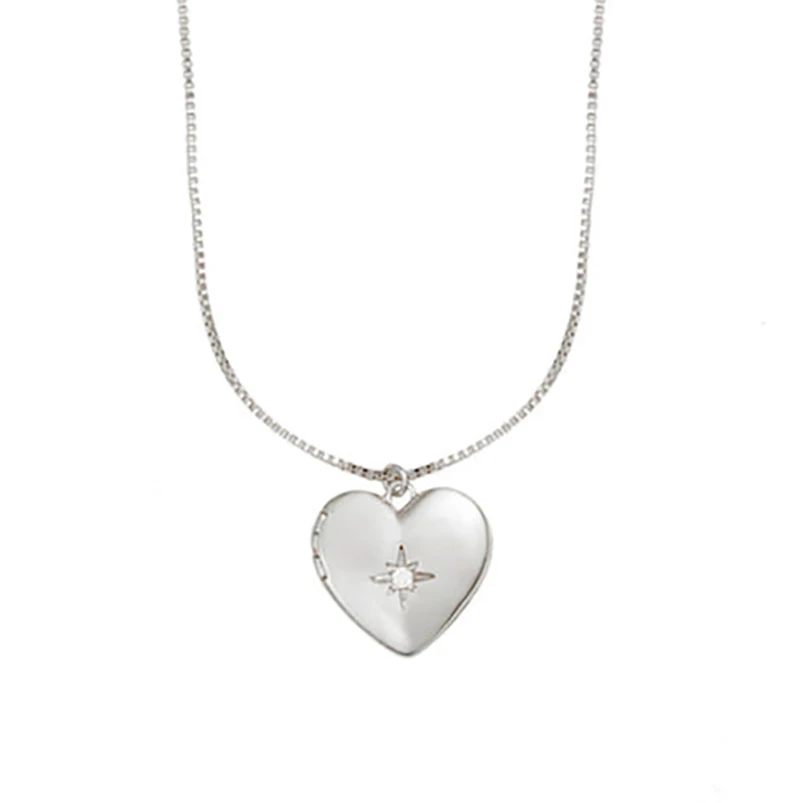 Gemnel Box Chain 18k Gold Diamond starburst Gold love Heart Locket ...