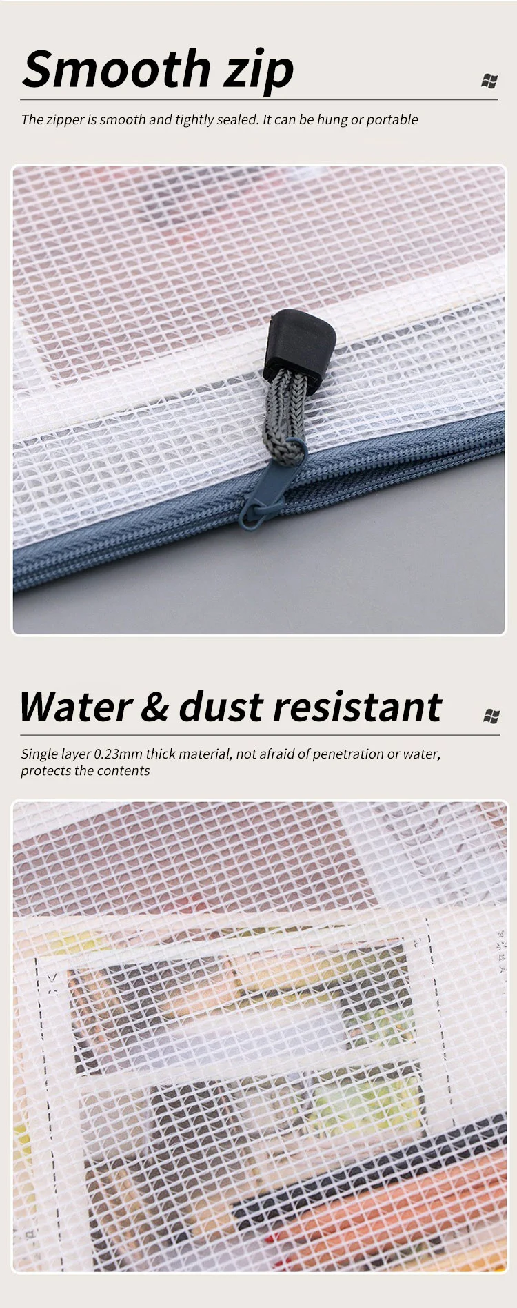 Mesh Zipper Pouch Plastic Document Pouch For Office Supplies School ...