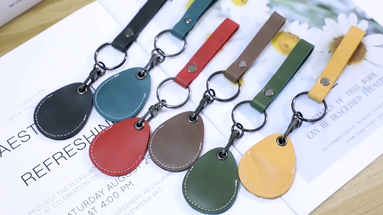 Genuine Cow Leather Ic Door Card Holder Case Keychain Entrance Guard ...