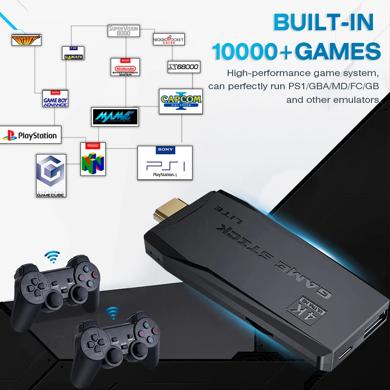 M8 Hd Mini Console 4k Game Stick Video Console With 2 Players Arcade ...