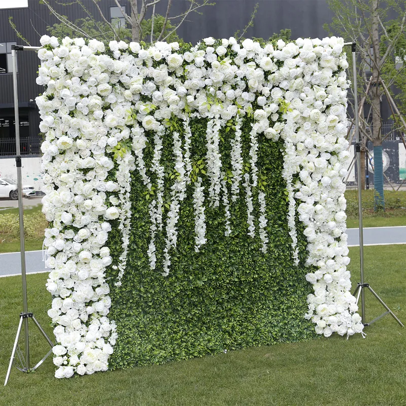 Oem 8*8ft Cloth 2 Piece 3d 5d Roll Up Flowers Backdrop Wedding Rose ...