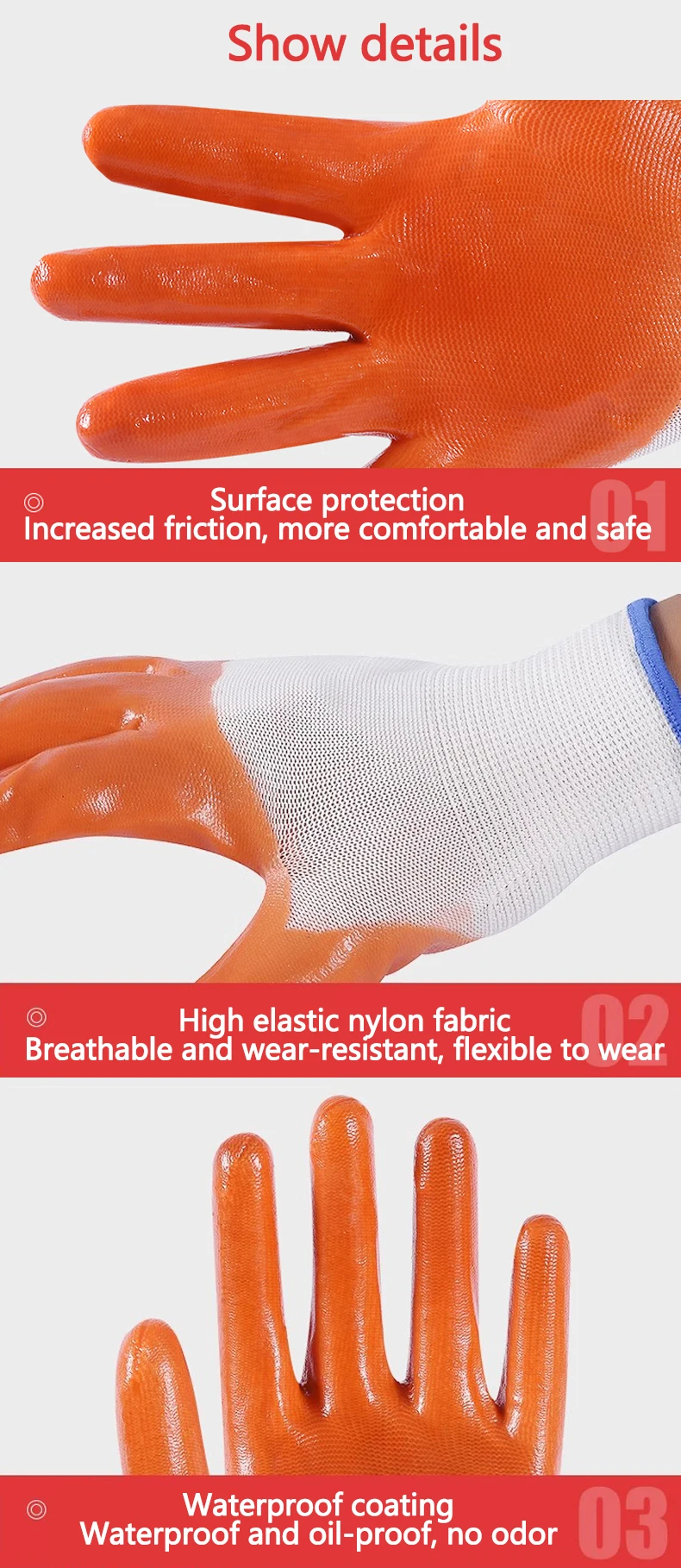 Fully Impregnated Pvc Safety Gloves With Nitrile Coated Work Gloves ...