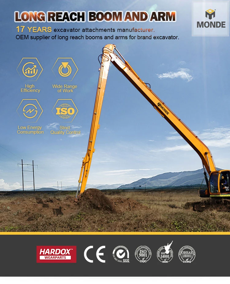 MONDE 14m 22m 28m Long Reach Excavator Boom Extension Arm