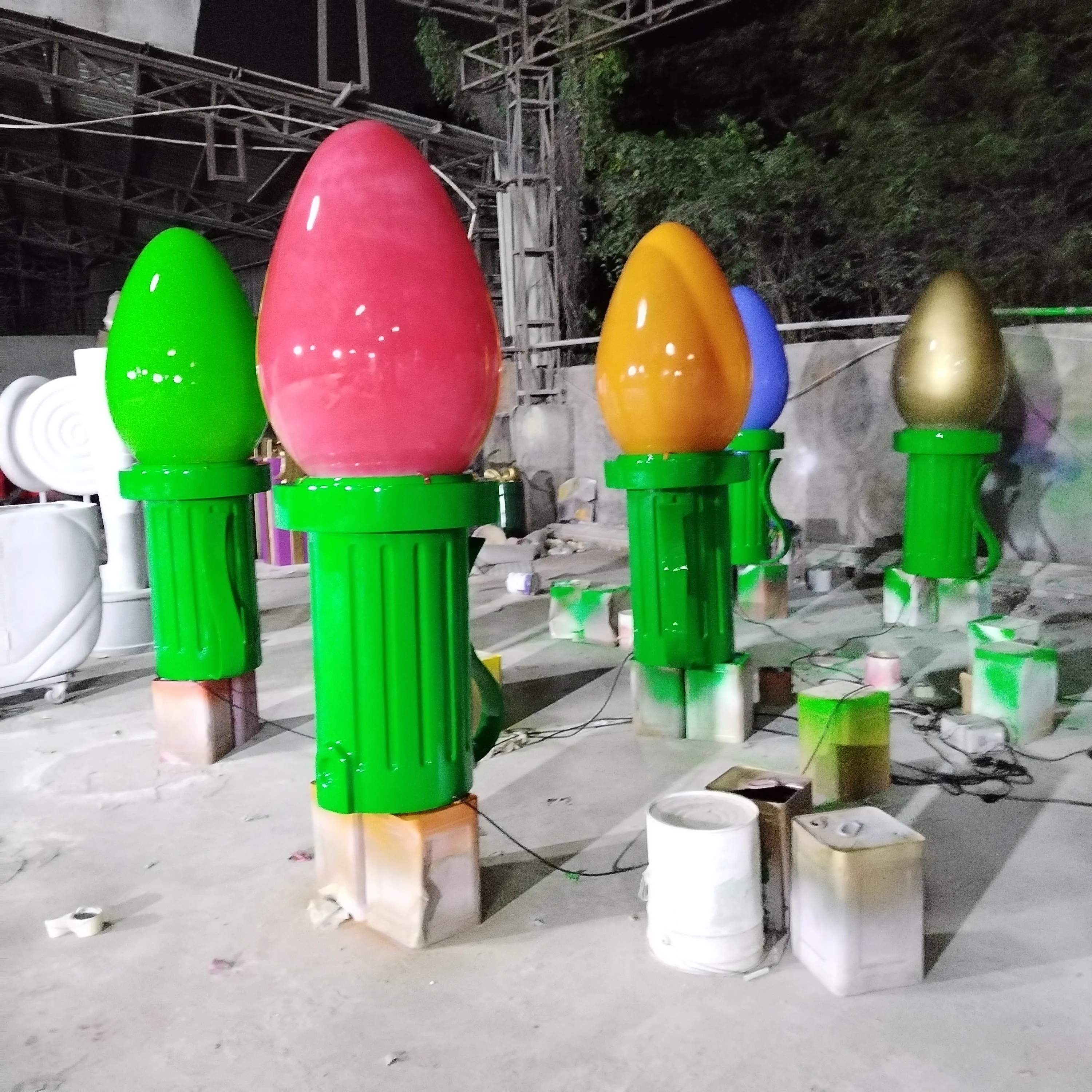 Commercial Fiberglass 6ft Giant RGB LED C7 Outdoor Christmas Bulb ...