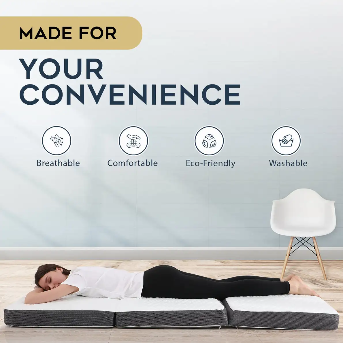 Folding Mattress Fold Memory Foam Mattress Topper Portable Foldable ...