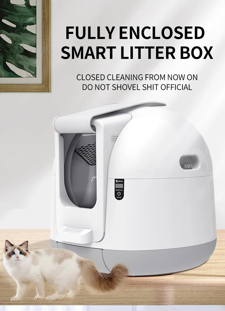 Litter Auto Cat Litter Box Smart Self Cleaning Safety Door Hands-free ...