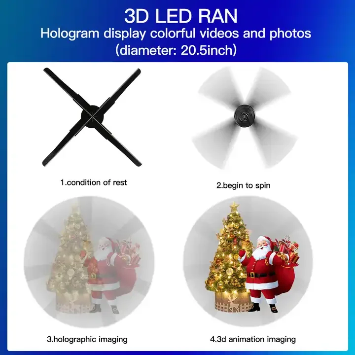 3d Fan Hologram Projector 4fan Blade Led Luminous Signs Advertising ...