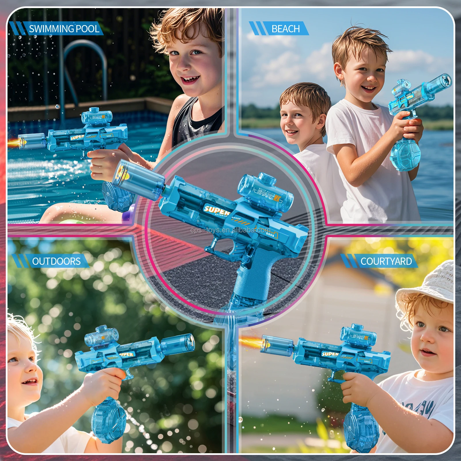 Discount Powerful Electric Water Gun Light-up Toys Glowing Silencer ...