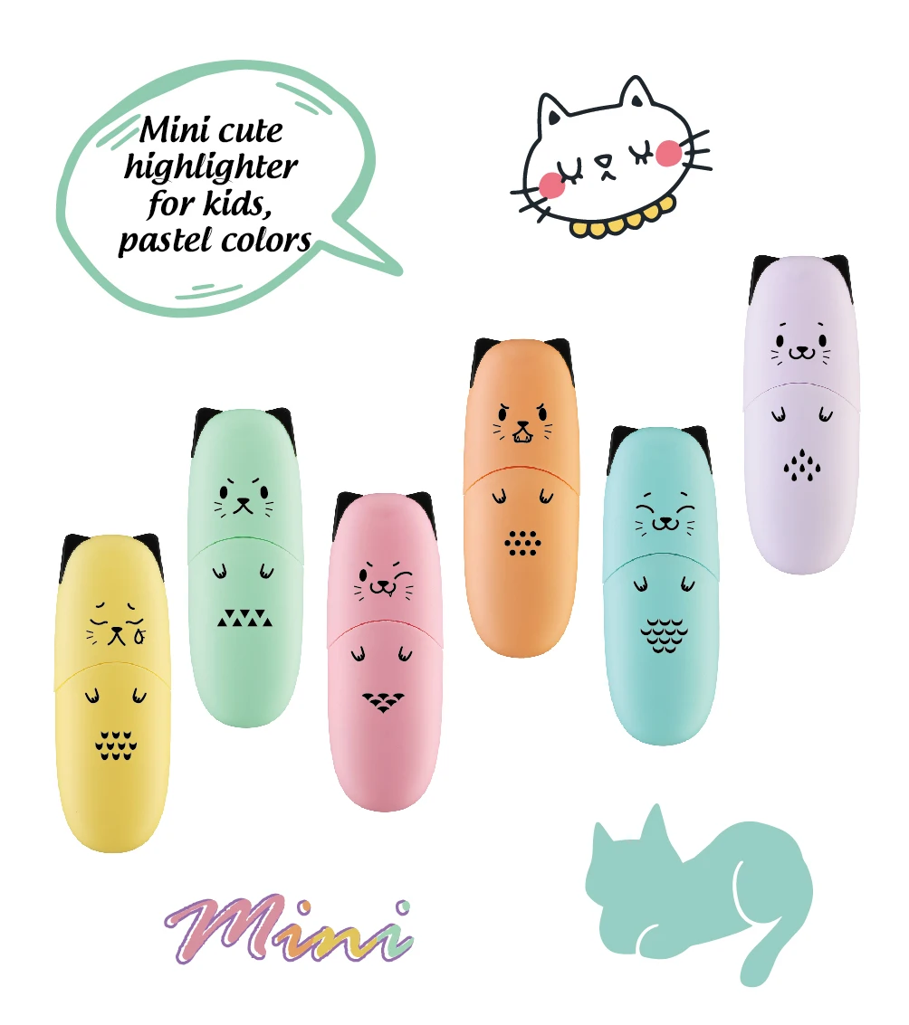 Customizable Cute Mini Pastel Highlighter Pen Set