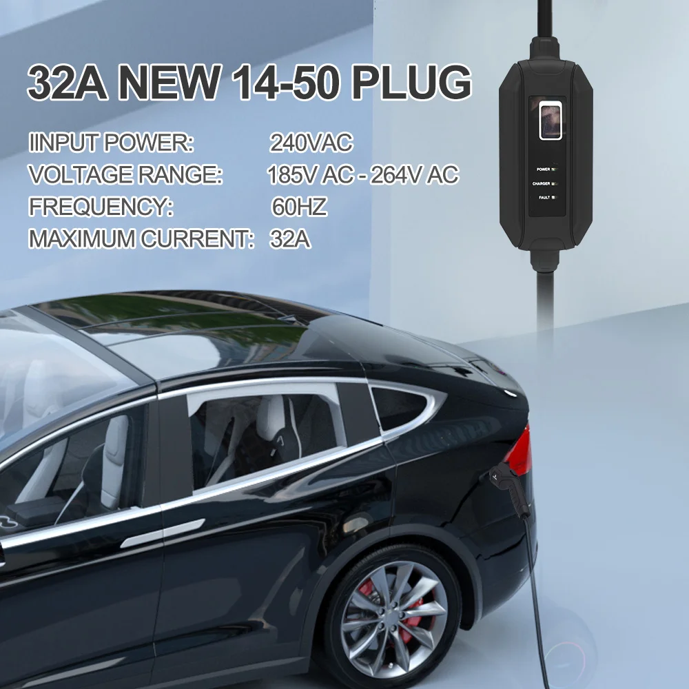 3.5KW Adjustable Portable Ev Charging Controller SAE J1772 Type 1 Connector Evse Charger Cable ...