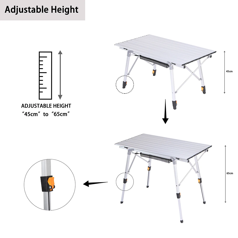 YILU Portable Outdoor Picnic Table Adjustable Metal Camping Table ...