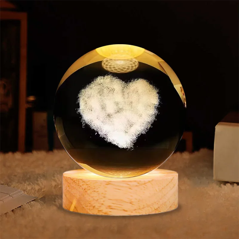 3D Art Crystal Ball Night Lamp - Luminous Solar System Decor