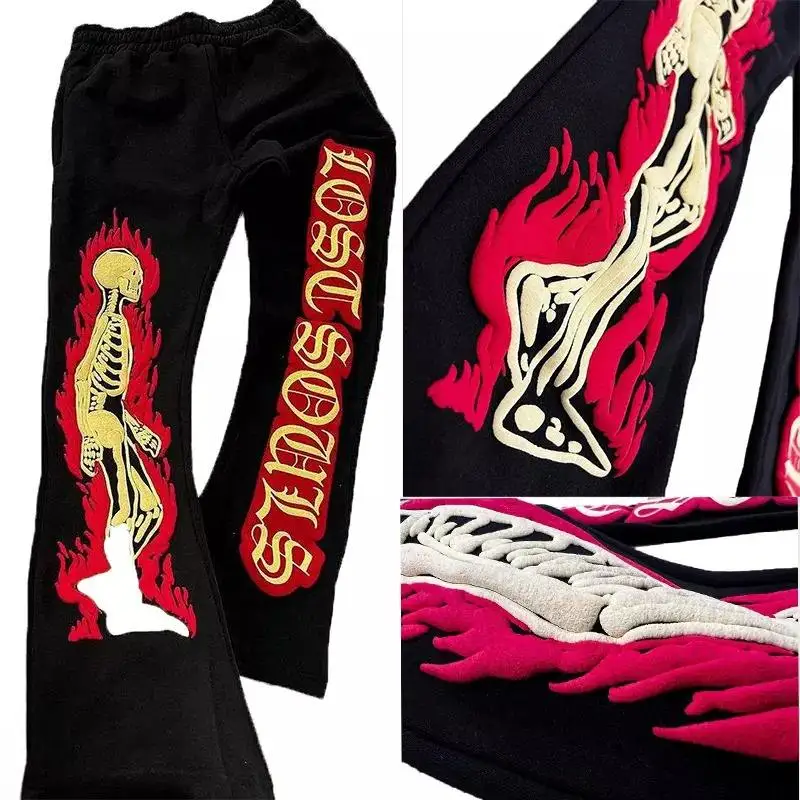 Flare Sweat Track Pants And Hoodie Set Custom Cotton French Terry ...