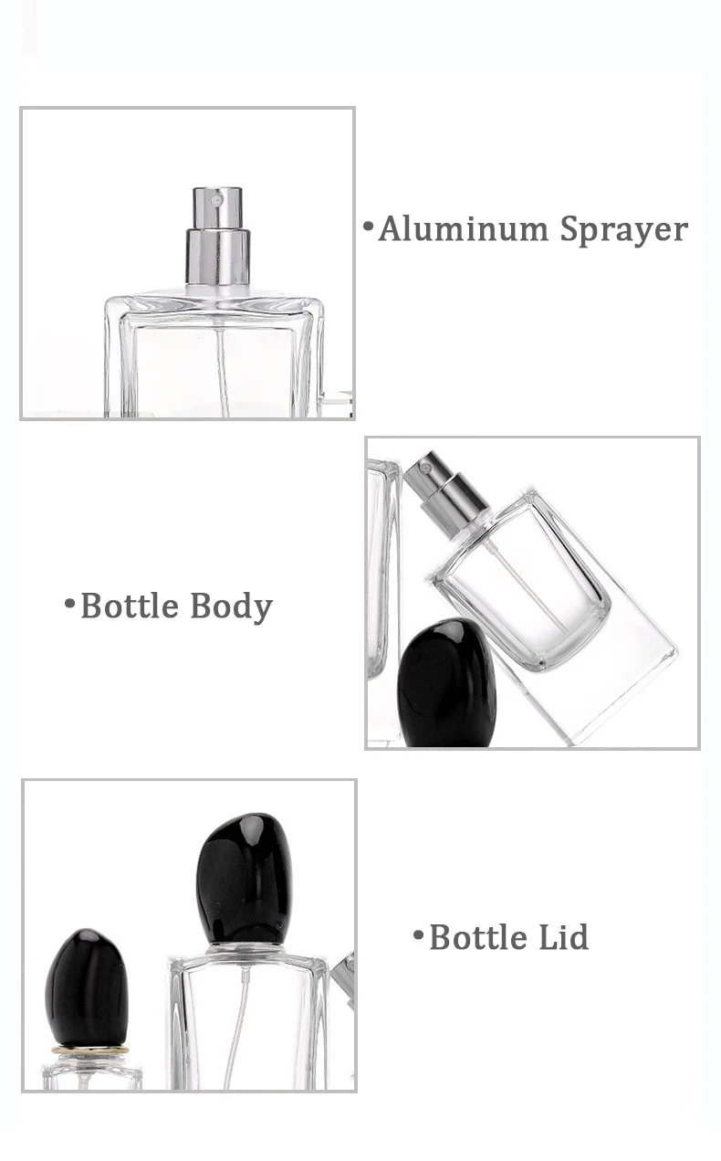 Luxury Square Perfume Glass Bottle 25ml 50ml 100ml Square Shape ...