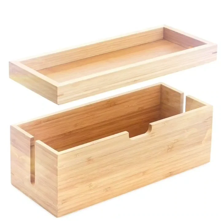 Large Bamboo Cable Storage Tidy Box Organizer For Wires,Cables ...