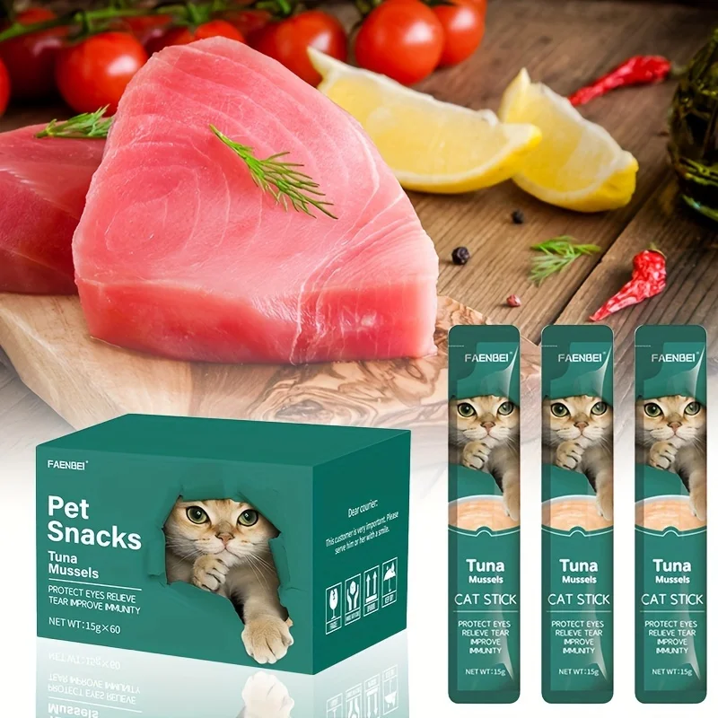 60 Pcs/box Lickable Wet Cat Treats - Healthy Puree Liquid
