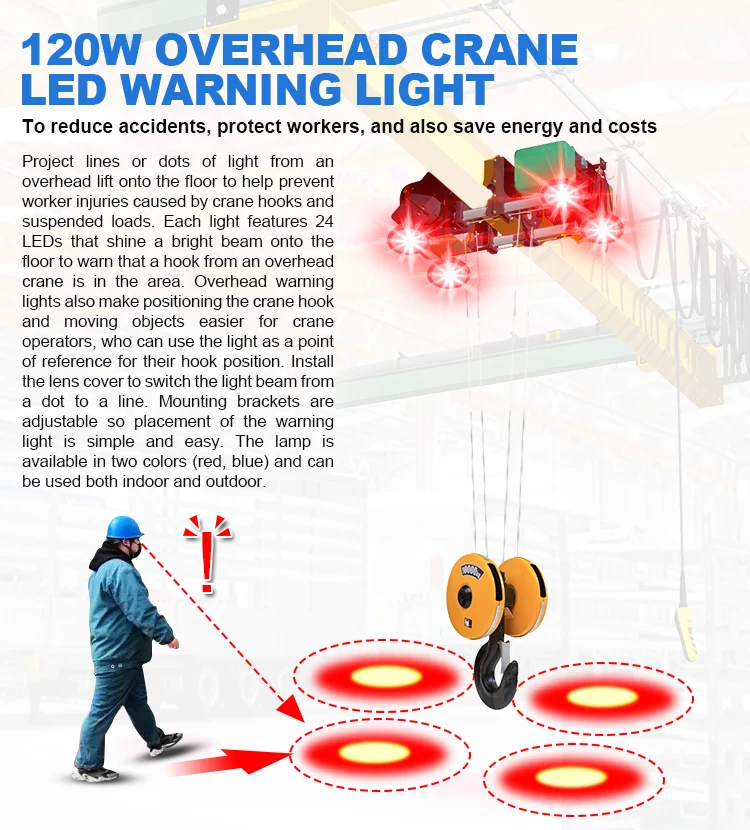 Warehouse Overhead Crane Warning Light 120w High Brightness Red Zone ...
