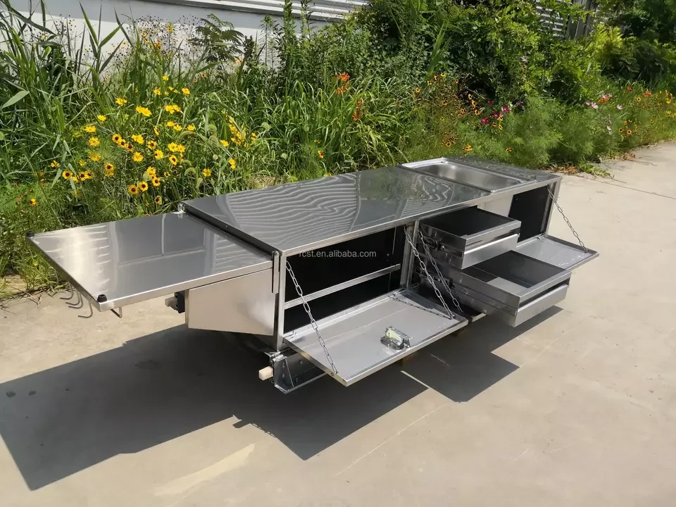 Stainless Steel Camper Trailer Caravan Slide Out Kitchen with 2 Drawers ...