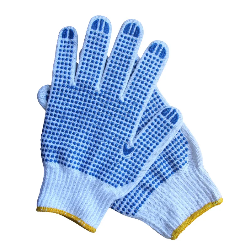 Cotton Working Hand Gloves And Pvc Dotted Gloves Use In Safety Work For ...