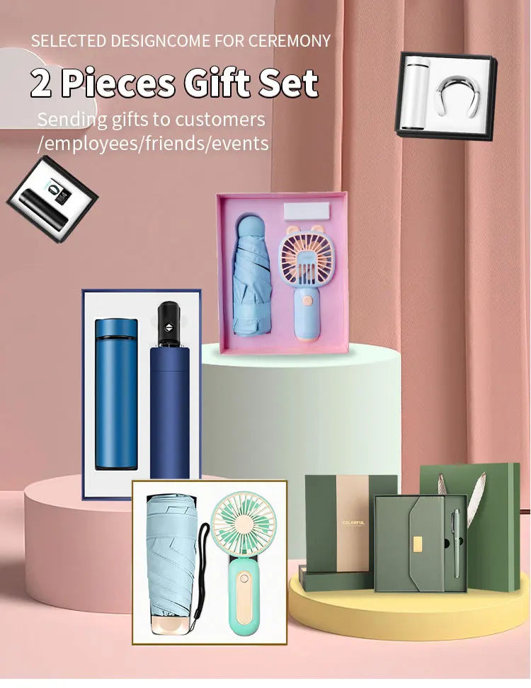New 2 Pieces Gift Box Set Wedding Favors Souvenir Umbrella and Fan Gift ...