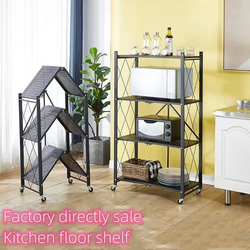 Multifunctional 3 Tier Folding Storage Shelves Kitchen Oven Foldable ...