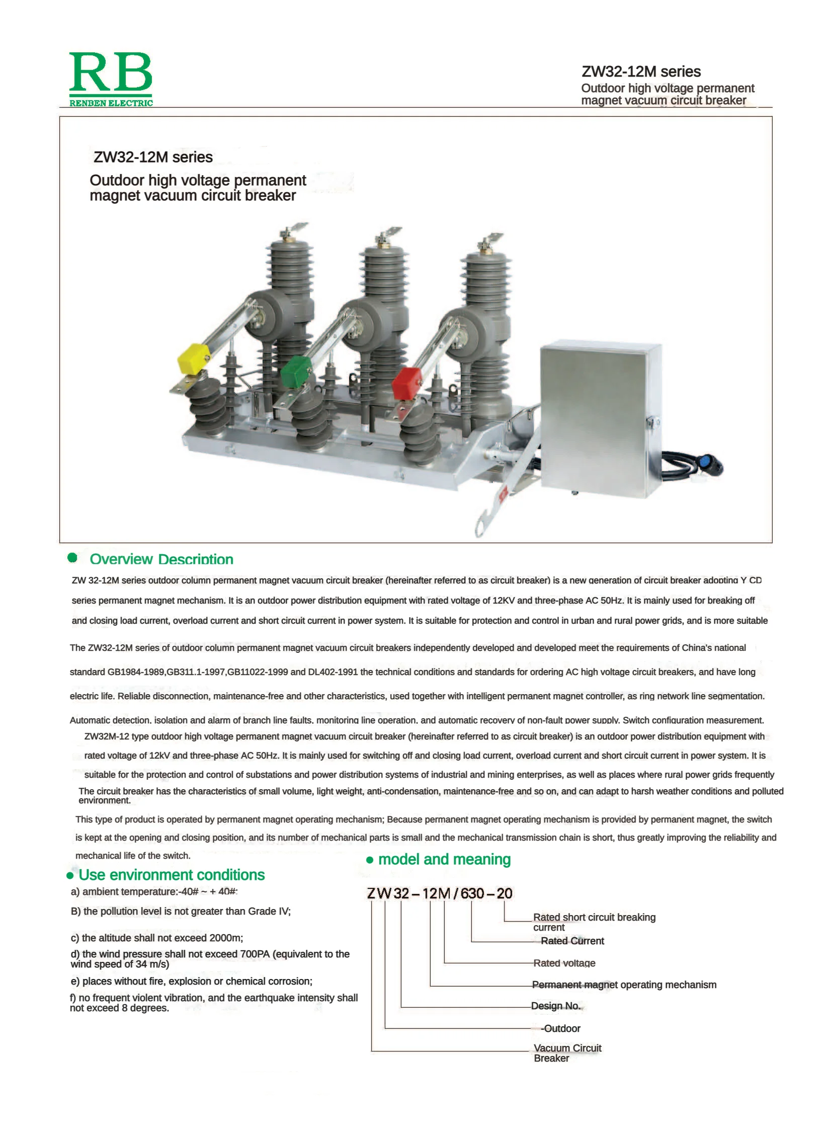 Vacuum Circuit Breaker Permanent Magnet Structure Outdoor Switch Zw32-12m/630-20 12kv 630a - Buy ...