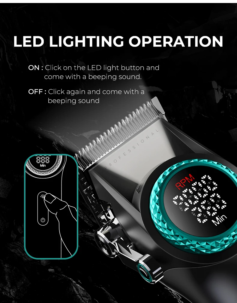 VGR V-001 DLC Blade Hair Clipper - Professional & Rechargeable