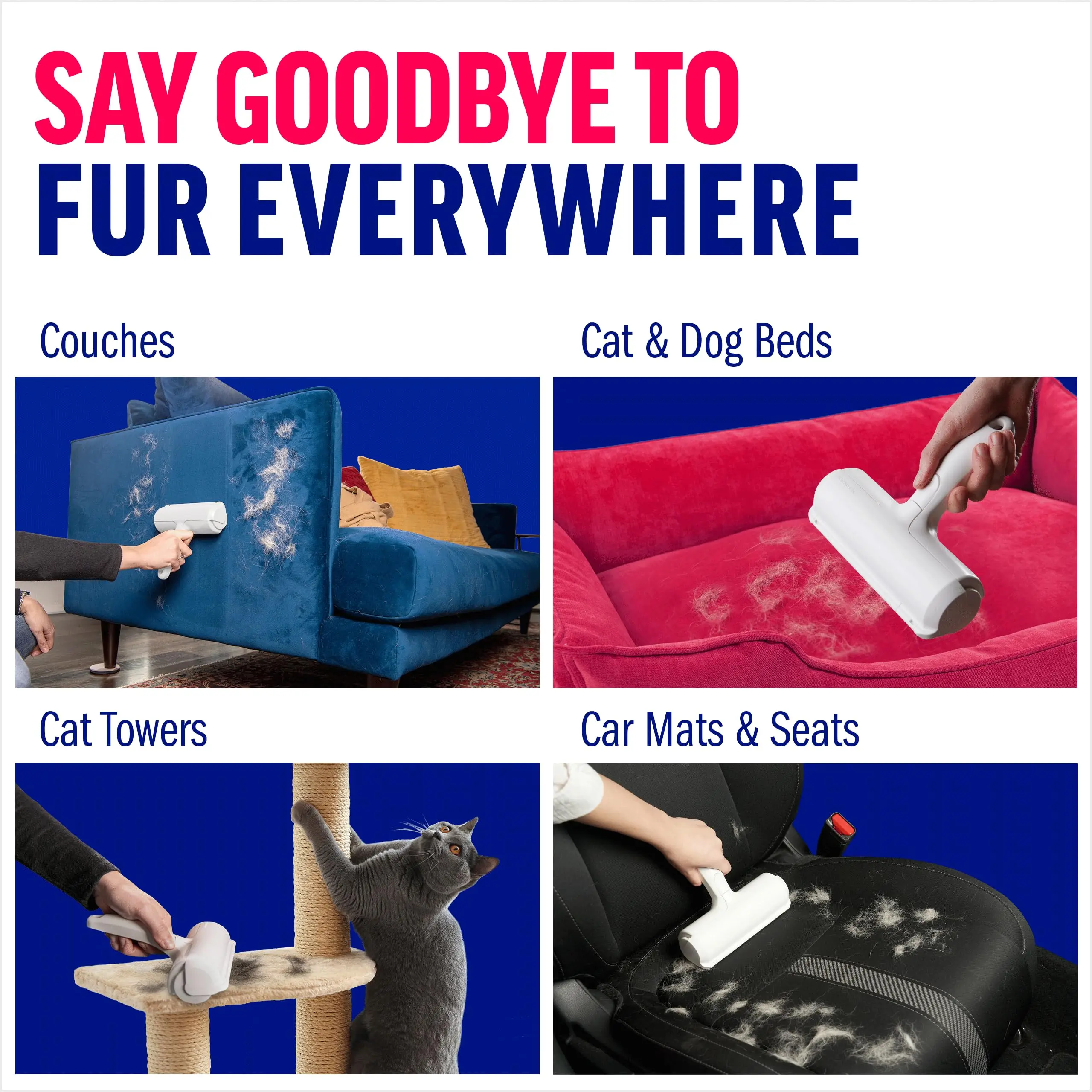 Portable Multi-Surface Lint Roller Fur Reusable Pet Hair Remover for ...