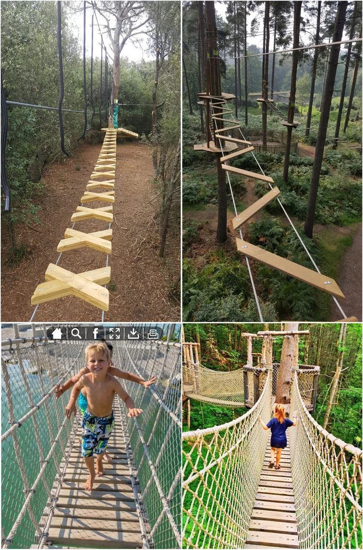 Hanlin Design Indoor Treehouse Playground Wood Bridge Garden Rope ...