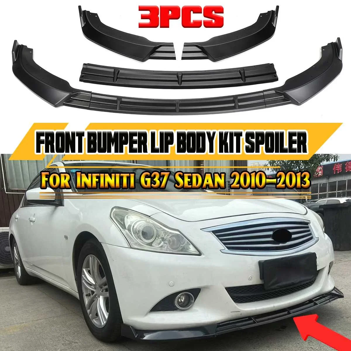 G37 Car Front Bumper Splitter Lip Spoiler Bumper Lip Diffuser Body Kit ...