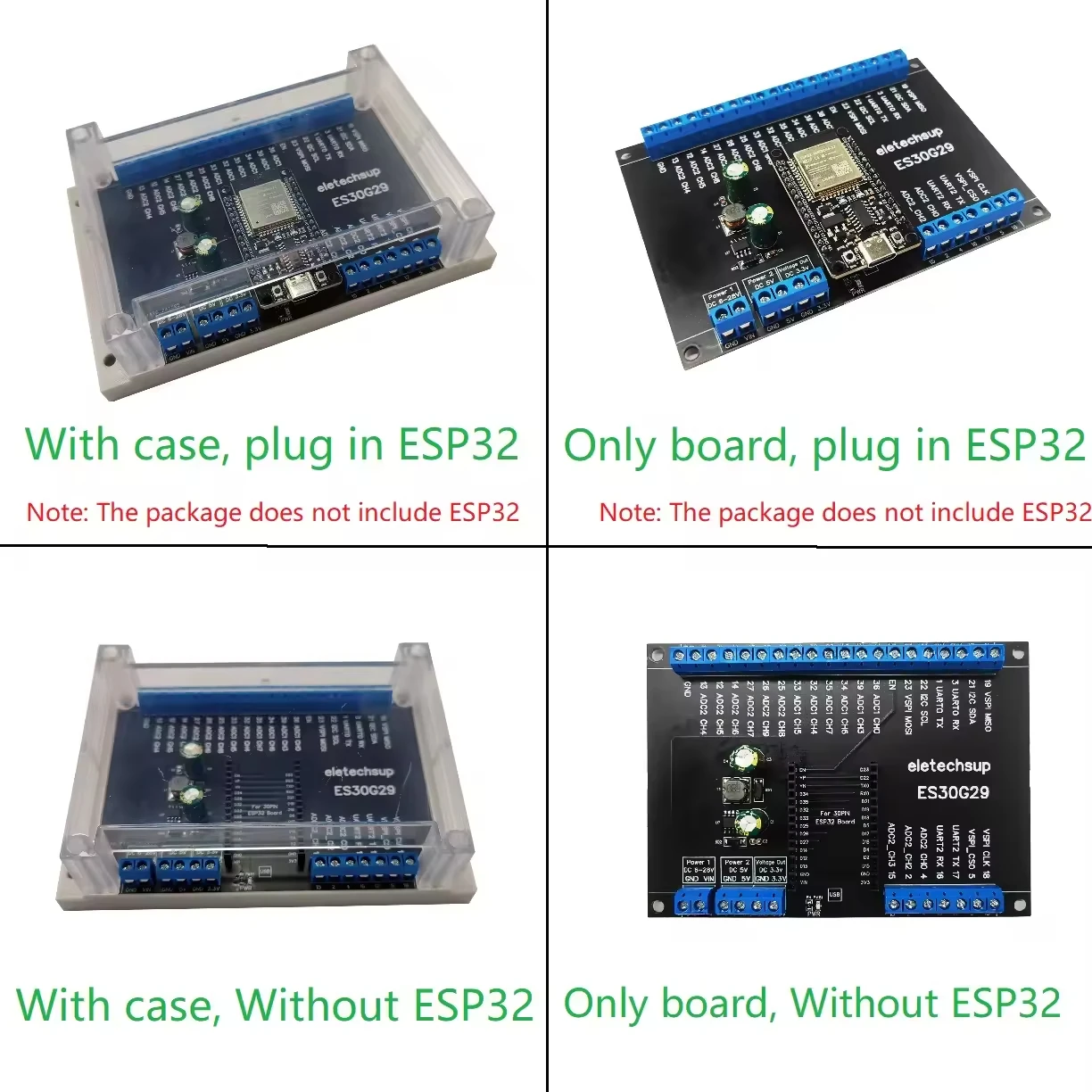 ESP32 Devkit V1 30pin DIN Rail Expansion Board - Multi-voltage