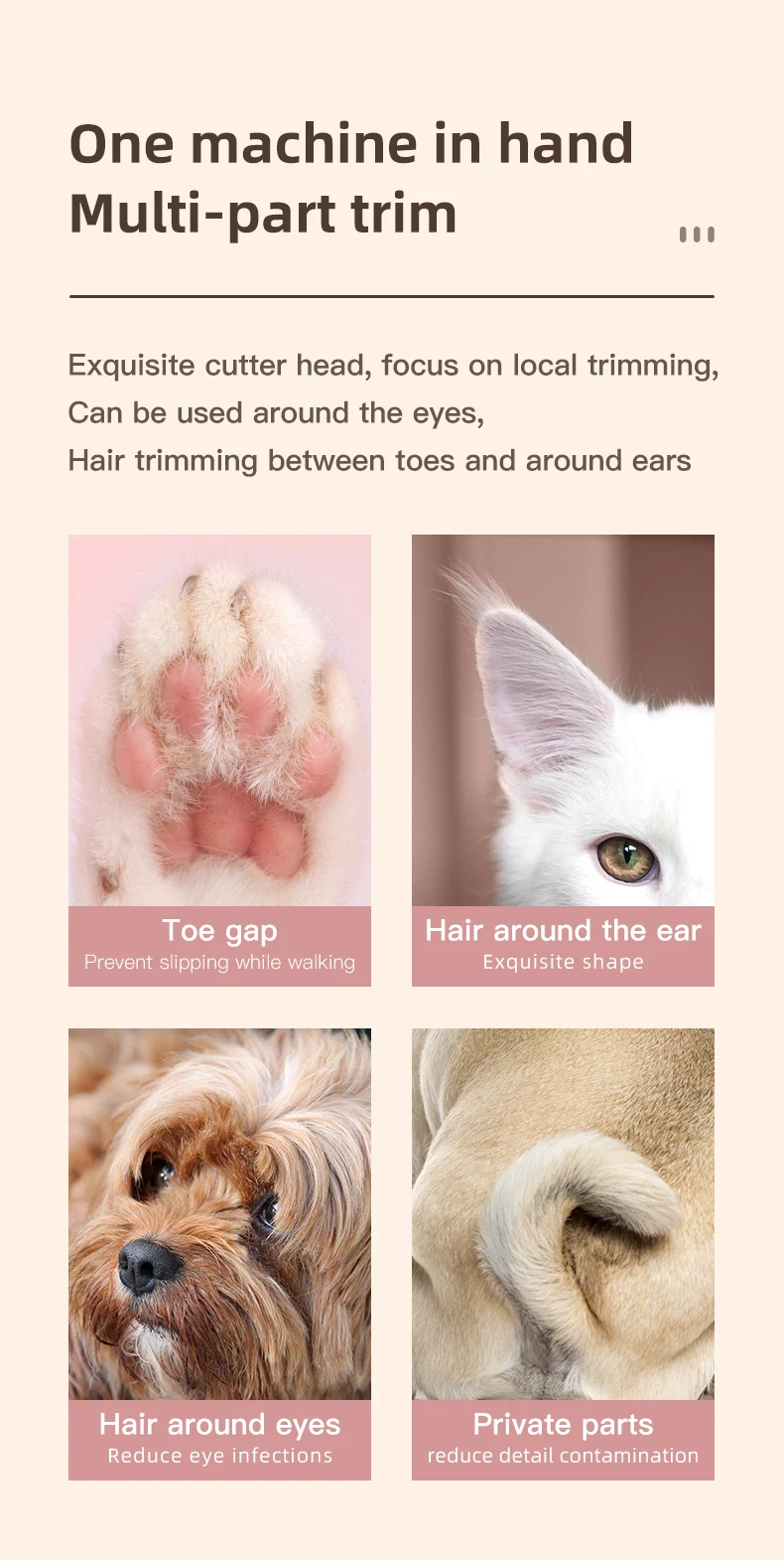 2024 2-speed Low Noise Cordless Dog Paw Trimmer Clipper Rechargeable ...