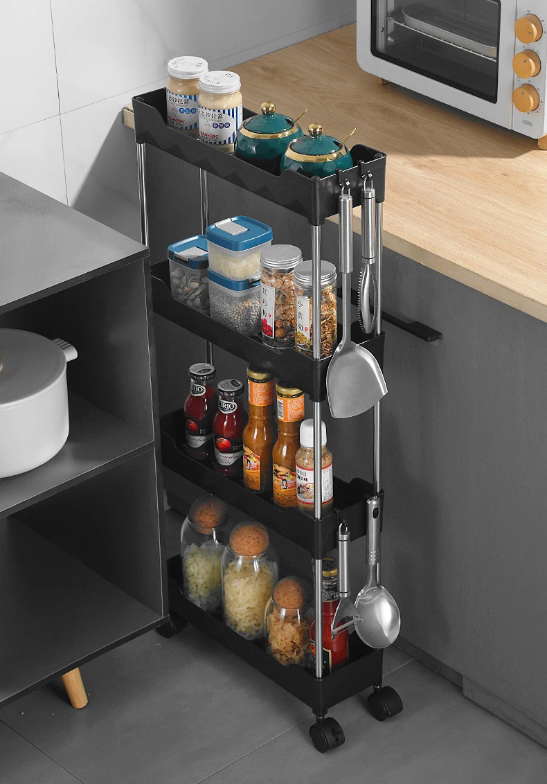 Genuine Trolley Plastic Movable Book Shelf Mobile Rolling Storage Cart ...