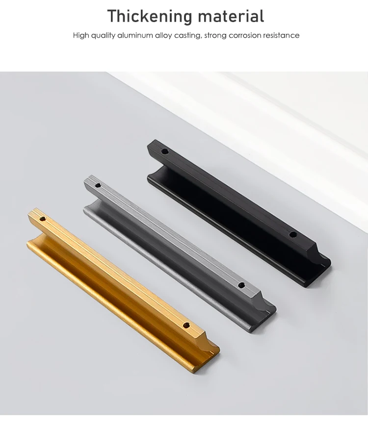 Cheap Handles Hidden Aluminum Gold Wardrobe Handle Inset for Imbedded Glass Cabinet Door Kitchen ...