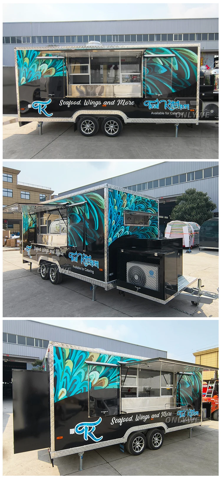 Commercial 16 FT Square Mobile Food Truck Trailer Fully Equipped ...
