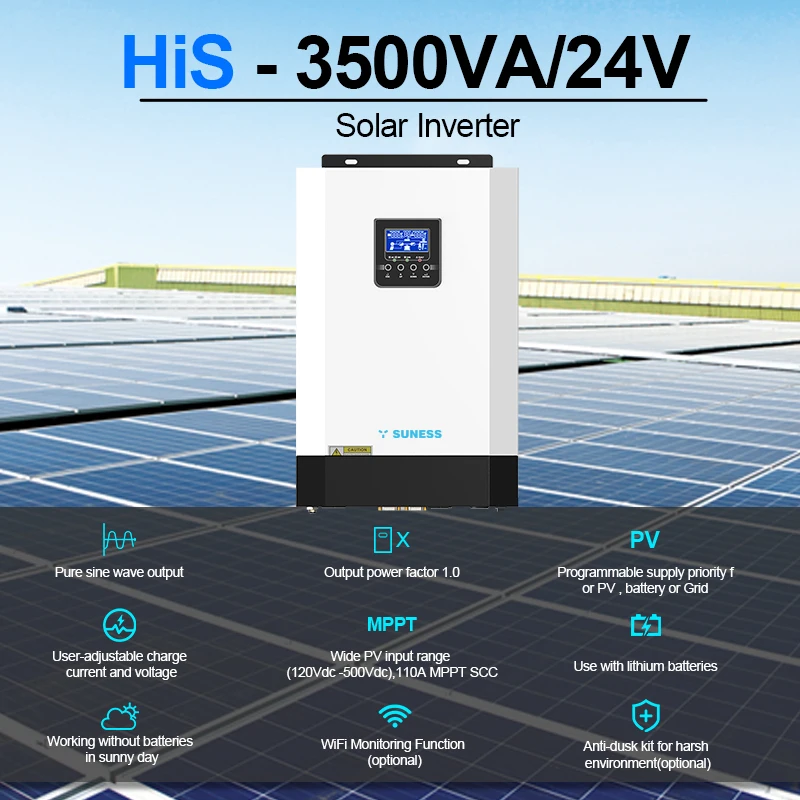 Suness Off Grid Inverter 24v 3kw Pure Sine Wave Single Phase For Home ...