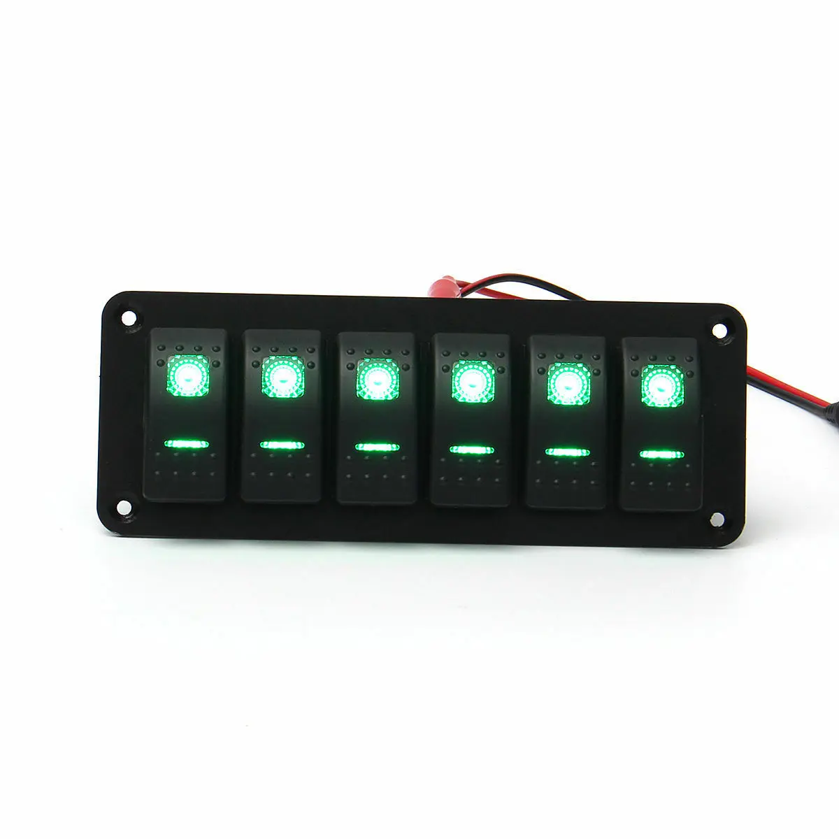 Green 6 Gang Marine Rocker Switch Panel 12v-24v Waterproof Automotive ...