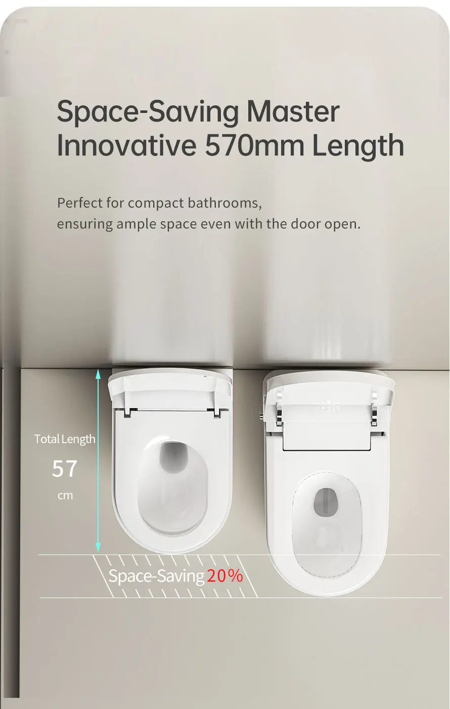 Wall-Hung Smart Toilet Bathroom Set Elongated Bowl Sensor Heating ...