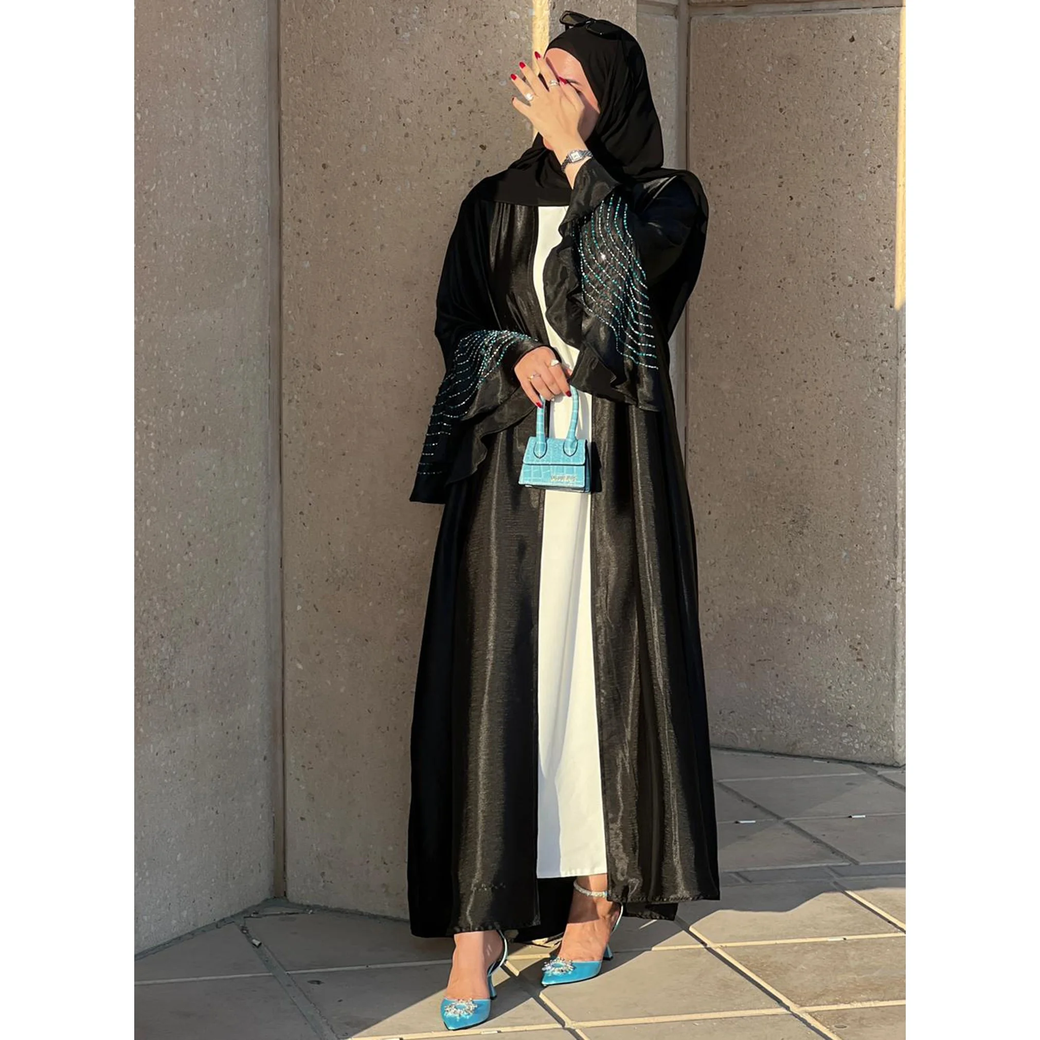 Oem Custom Abaya Manufacture High Quality Islamic Muslim Black Beads ...