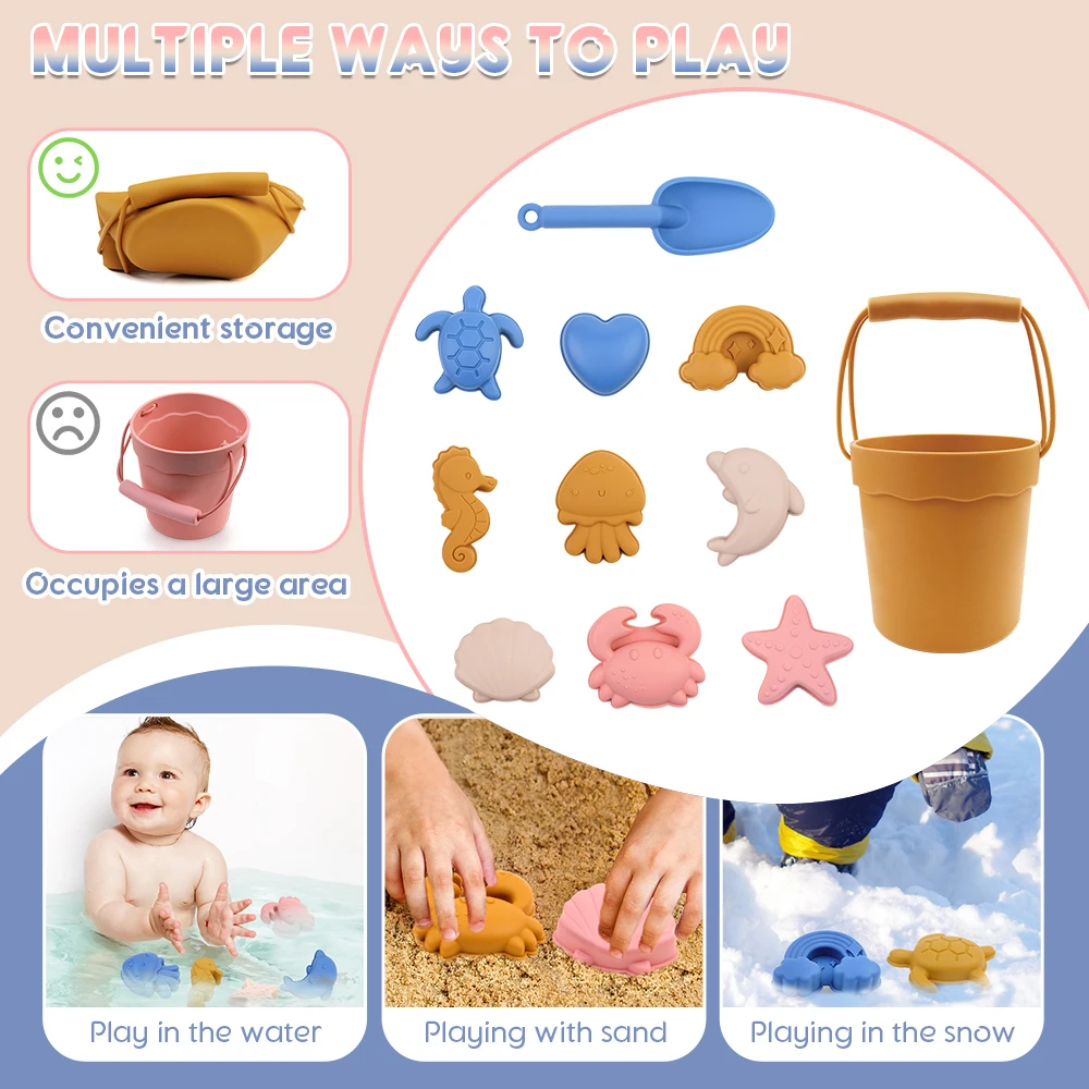 Summer Outdoor Soft Eco Friendly Silicone Beach Sand Toy Set For Kids ...