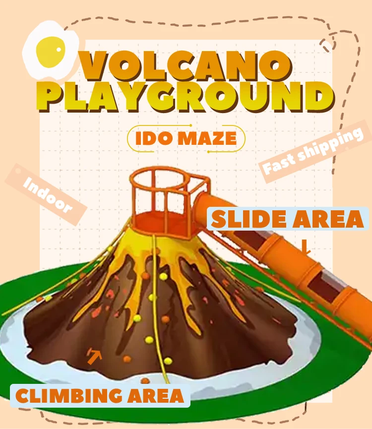 Commercial Interactive Kids Slide Indoor Playground Volcano Slide Climb ...