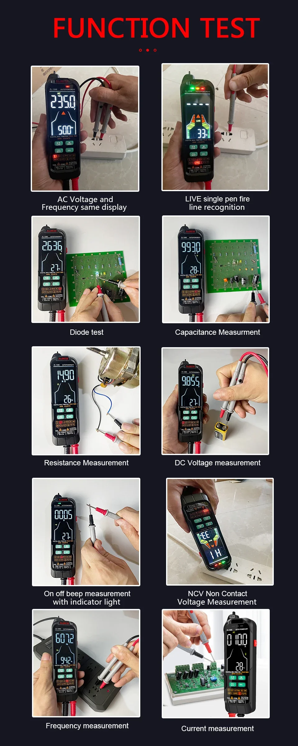 Usb Charge Handheld Digital Multimeter Profesional Ac Dc Current ...