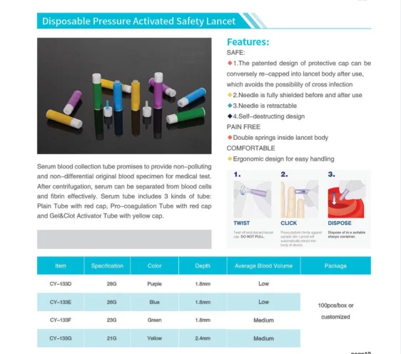 China Customized Medical Consumables Safety Blood Lancet -Pressure ...