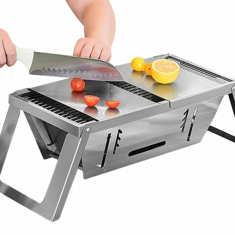 Portable Stainless Steel Charcoal Grill Foldable Barbecue Rack for ...